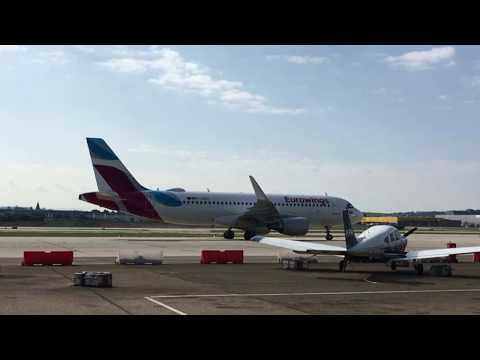 Plane Spotting at Stuttgart IATA-Code: STR, ICAO-Code: EDDS, inside an big airport.