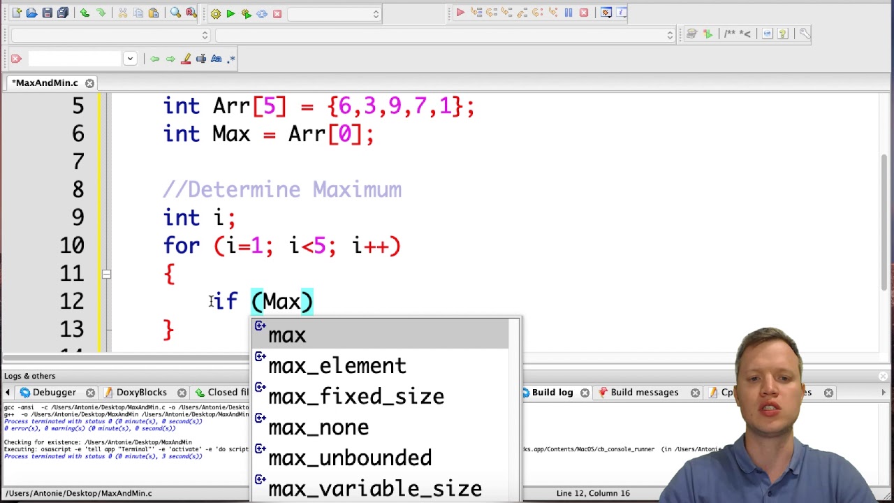 28. C Programming - Max and Min Values in Array