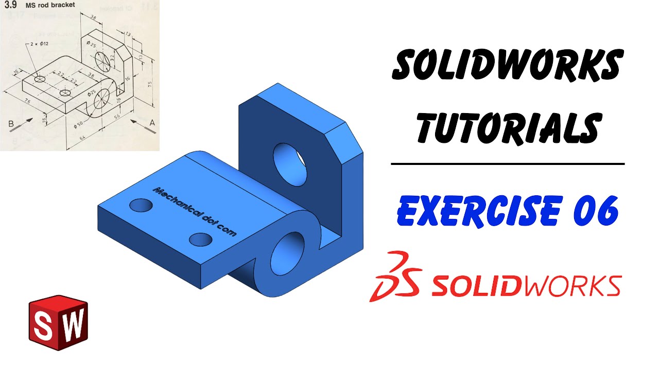 SolidWorks Tutorial for Beginners Exercise 6 | SolidWorks Tutorials 2024 | Mechanical dot com