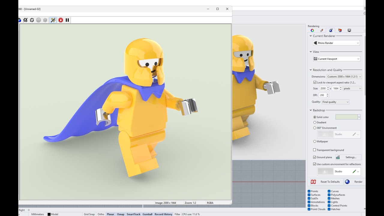 Rhino 7 - Rendering - applying materials, controlling render quality