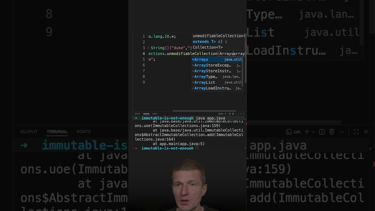 Immutable / Collections.unmodifiableList() is Not Enough #java #shorts #coding #airhacks