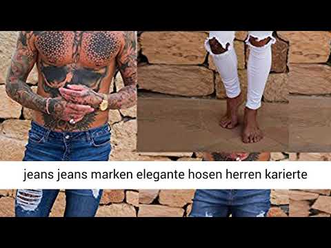 Herren Jeans Hose Denim Blau Straight-Cut Gerades Bein Zerrissen Slim Fit Motorrad Löcher Denim