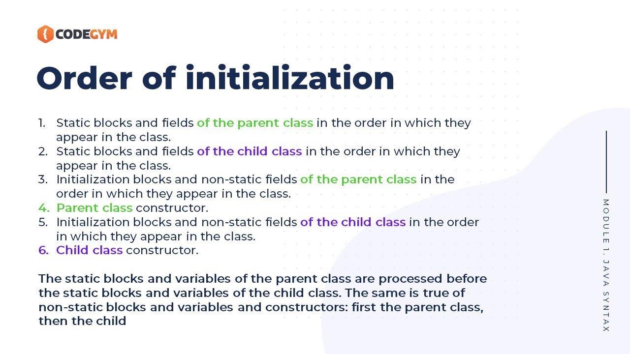 Java Initialization order | CodeGym University Course