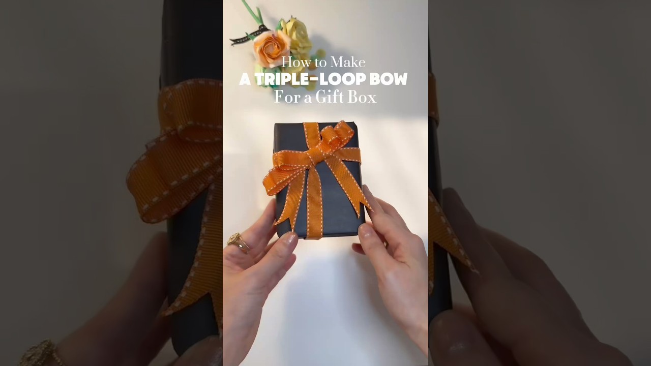 How to tie a three-loop bow on a gift box with ribbon#diy #giftideas #ribbonbows #giftbox