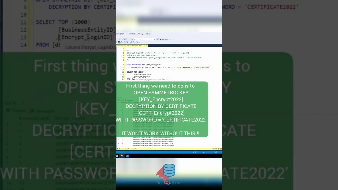 Just pay attention to this 😏 #sql #encryption #datascience #data #dataengineering #sqlserver  #data