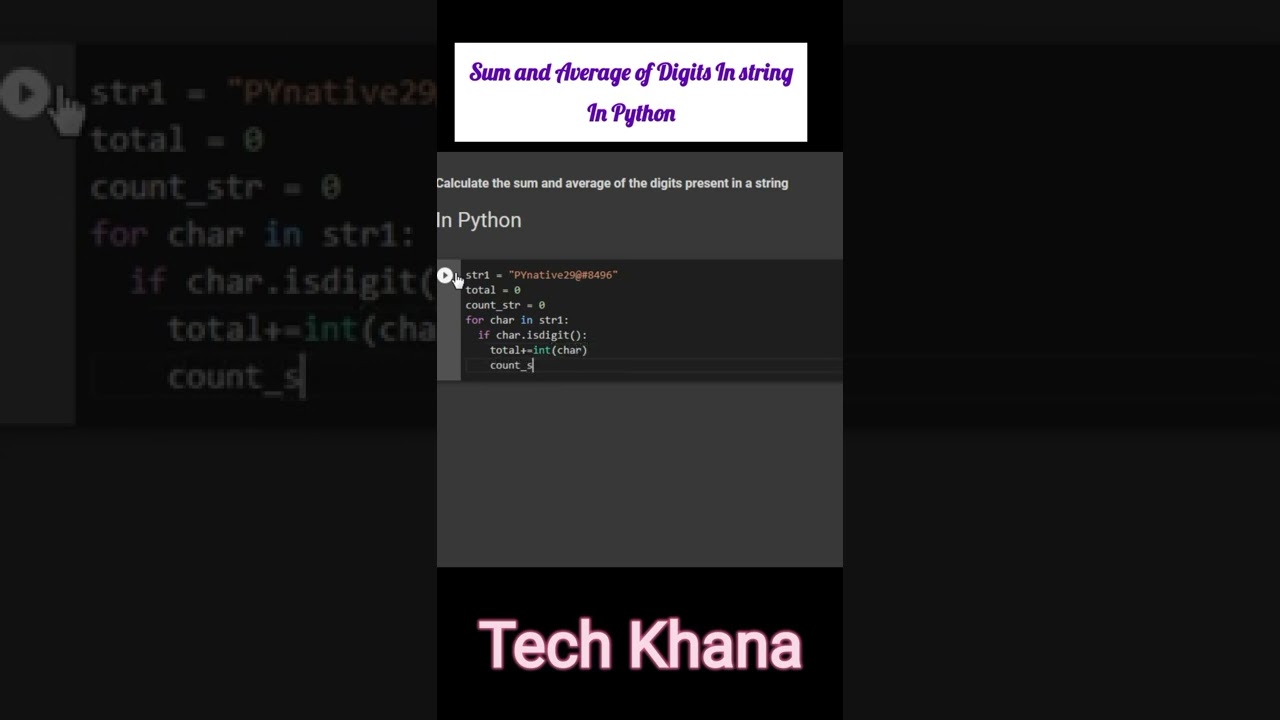 Sum and Average of digit in string Python   #Pythontutorial #programming  #pythonfordatascience