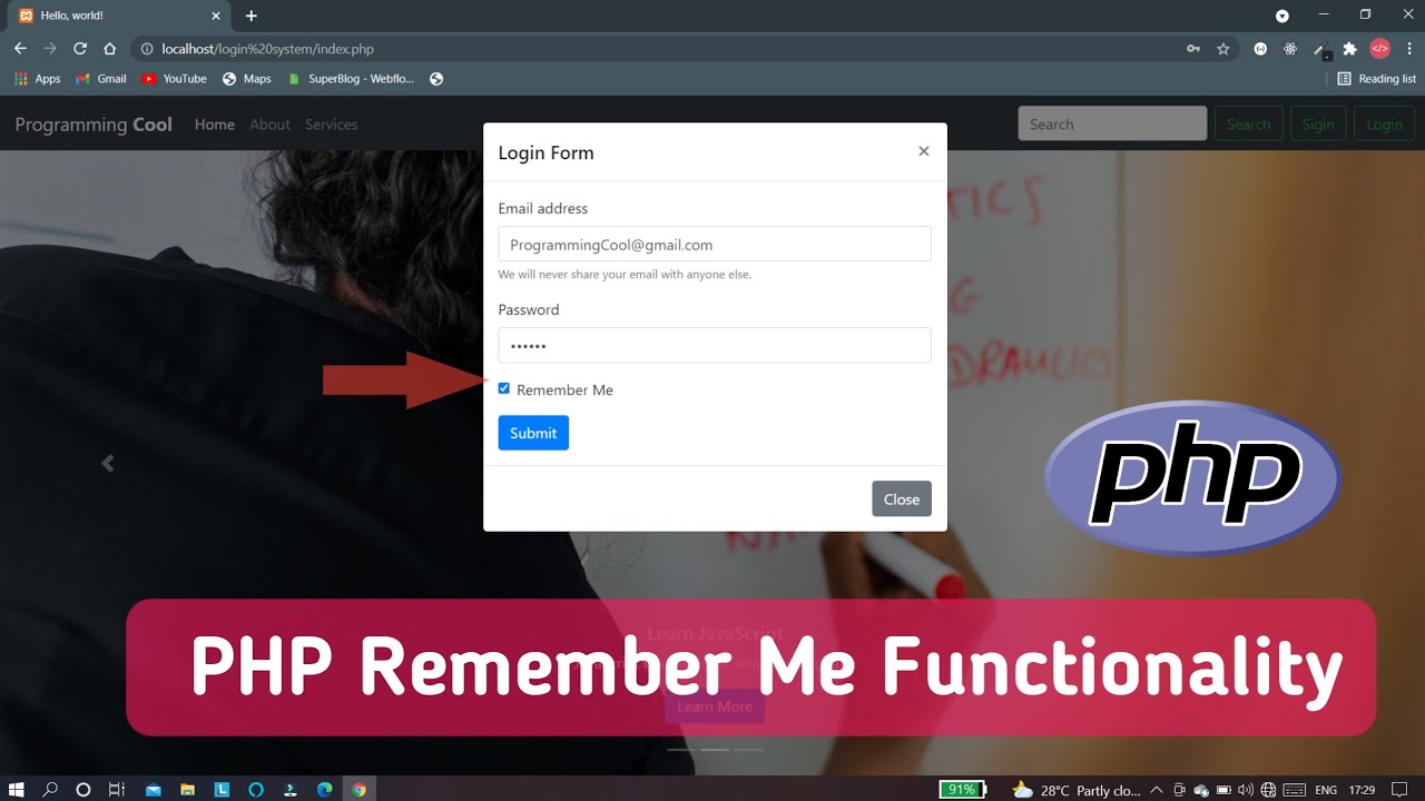 Remember Me in PHP | PHP Login System | PHP Tutorial for Beginners
