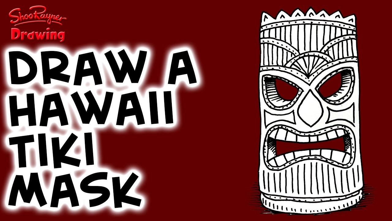 How to draw a Hawaiian Tiki Mask - Easy step-by-step for Beginners
