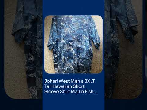 Johari West Men's 3XLT Tall Hawaiian Short Sleeve Shirt Marlin Fish Camp Blue