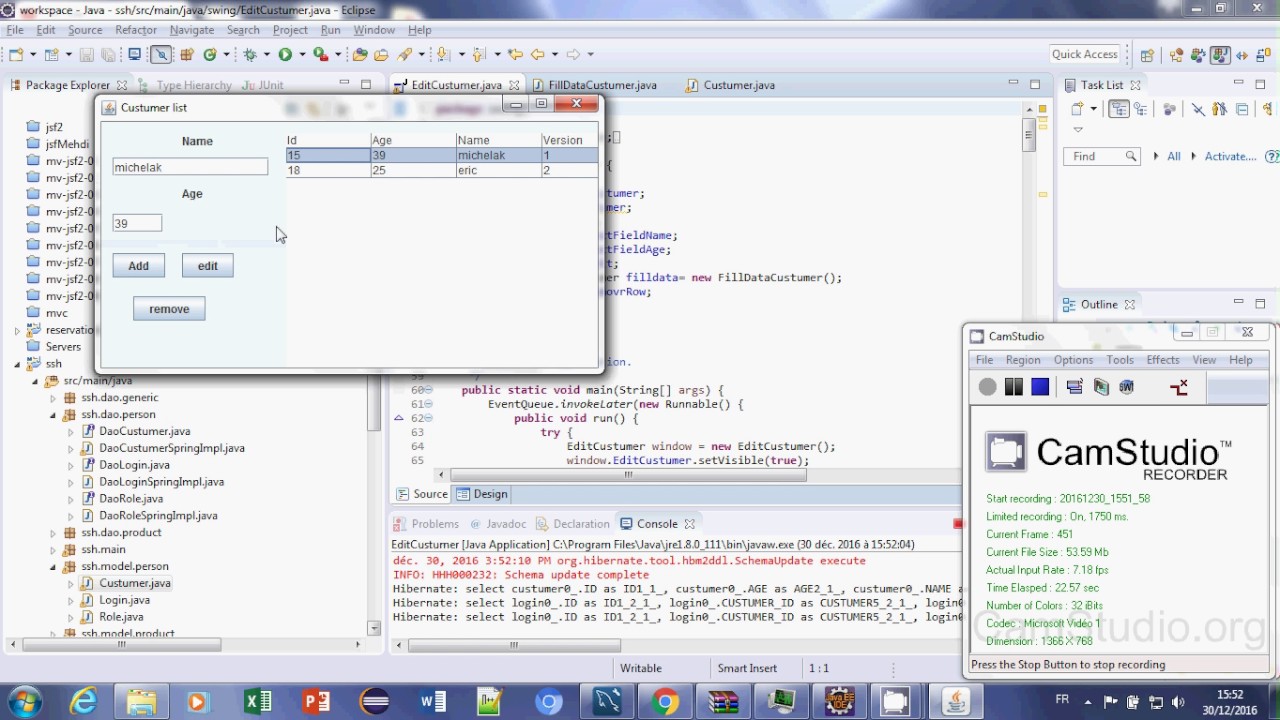 Swing CRUD application