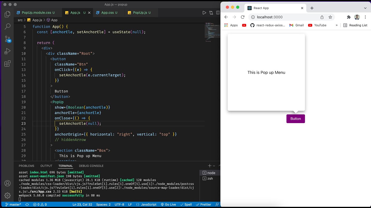Drop Down | POP UP Menu | The React Way | Speed Code