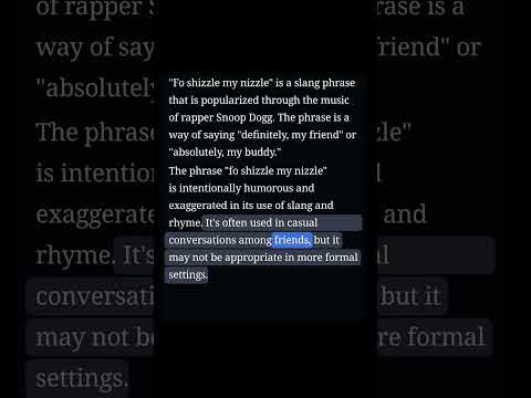 "FO SHIZZLE MY NIZZLE" | Slang Meaning & Example #shorts