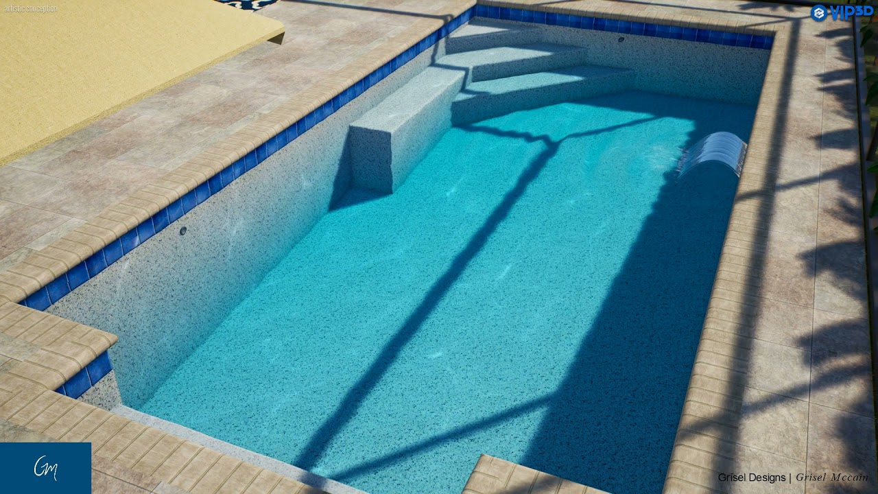 Pool, steps and deepend bench