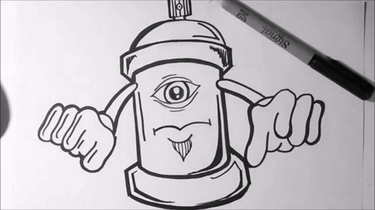 How to draw -  graffiti character  -  One Eye Spray Can