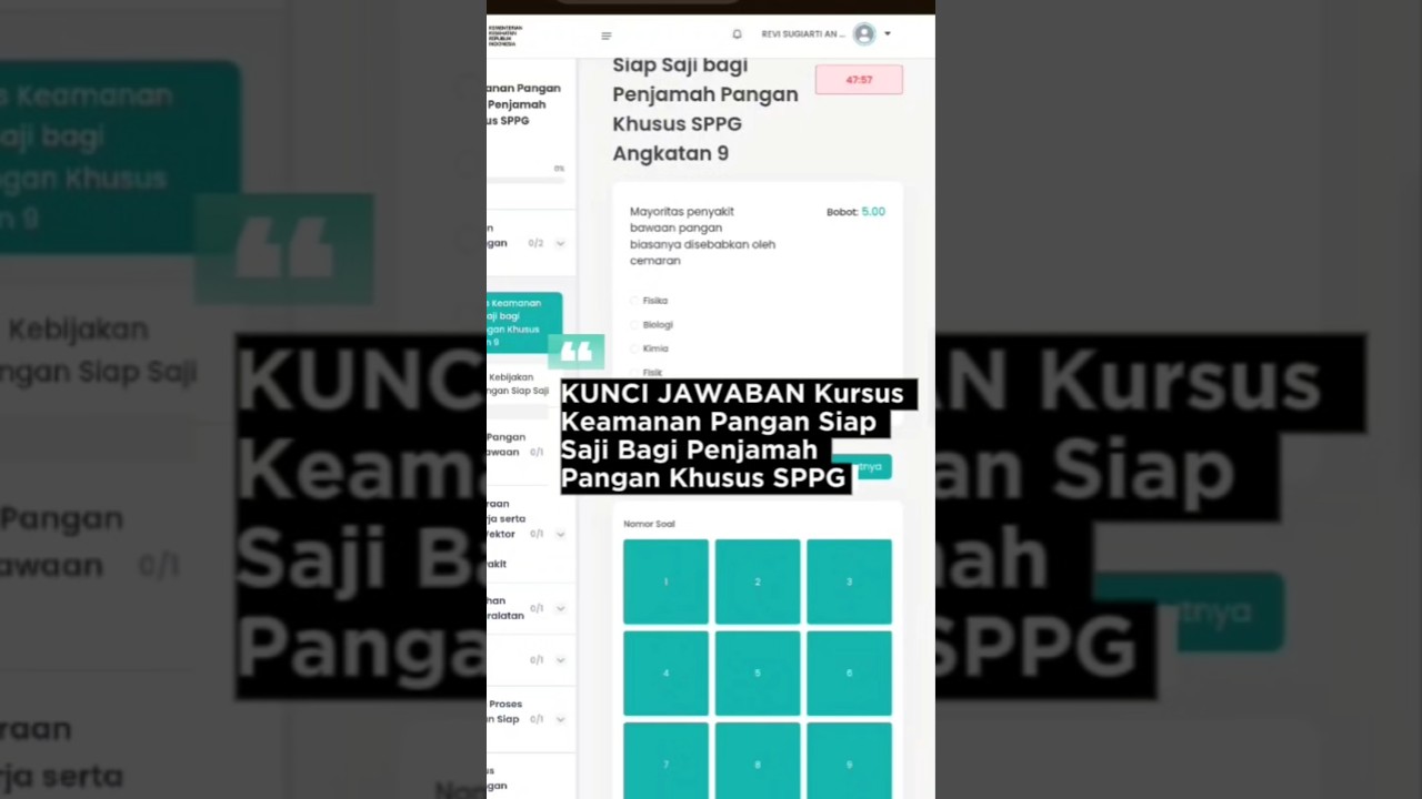 ANSWER KEY for Ready-to-Eat Food Safety Course for Special Food Handlers (SPPG) #answerkey #fyp