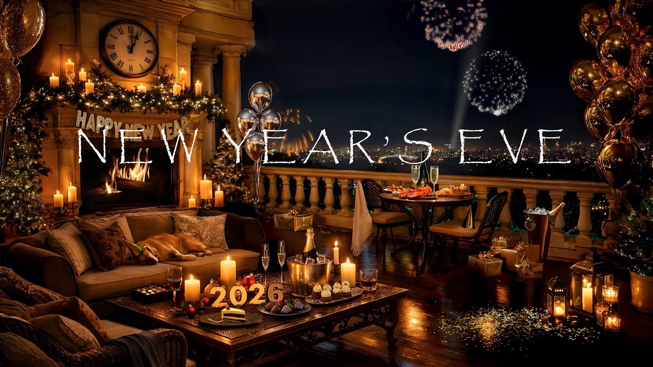 🎉NEW YEAR’S EVE CELEBRATION AMBIENCE🎇FIREWORKS🎆BALLOONS 🎈PARTY SOUNDS 🎁FIREPLACE🥂POPPING CHAMPAGNE🍾