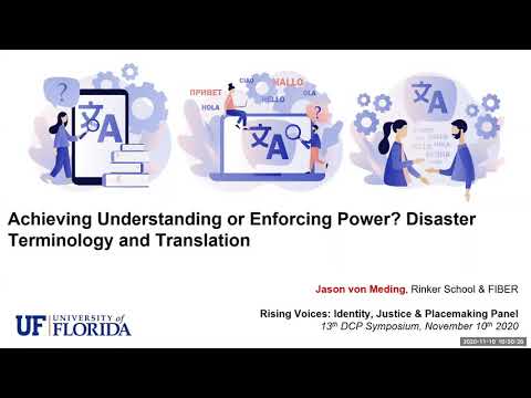 Diaster Terminology and Translation - Presented by Jason von Meding