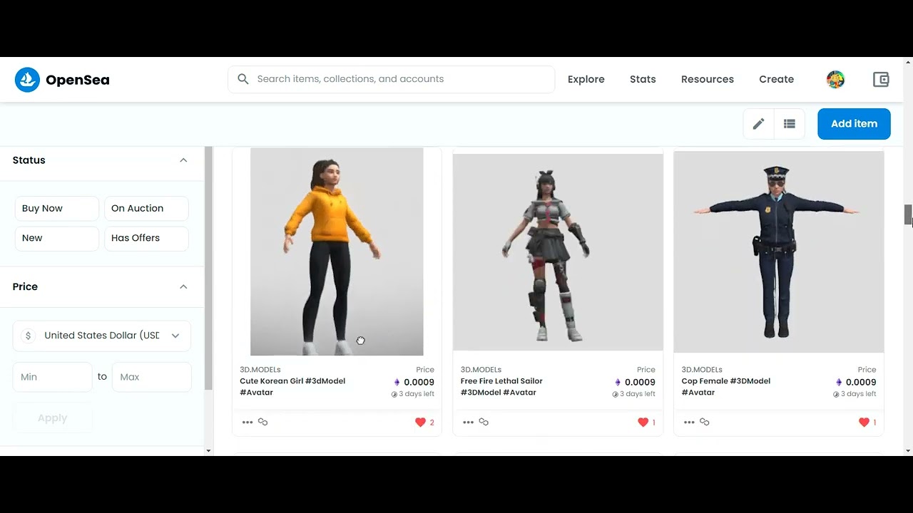 3D.Models Collection in OpenSea