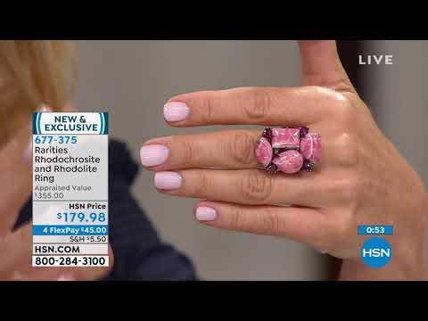 Rarities RhodiumPlated Sterling Silver Rhodochrosite R...