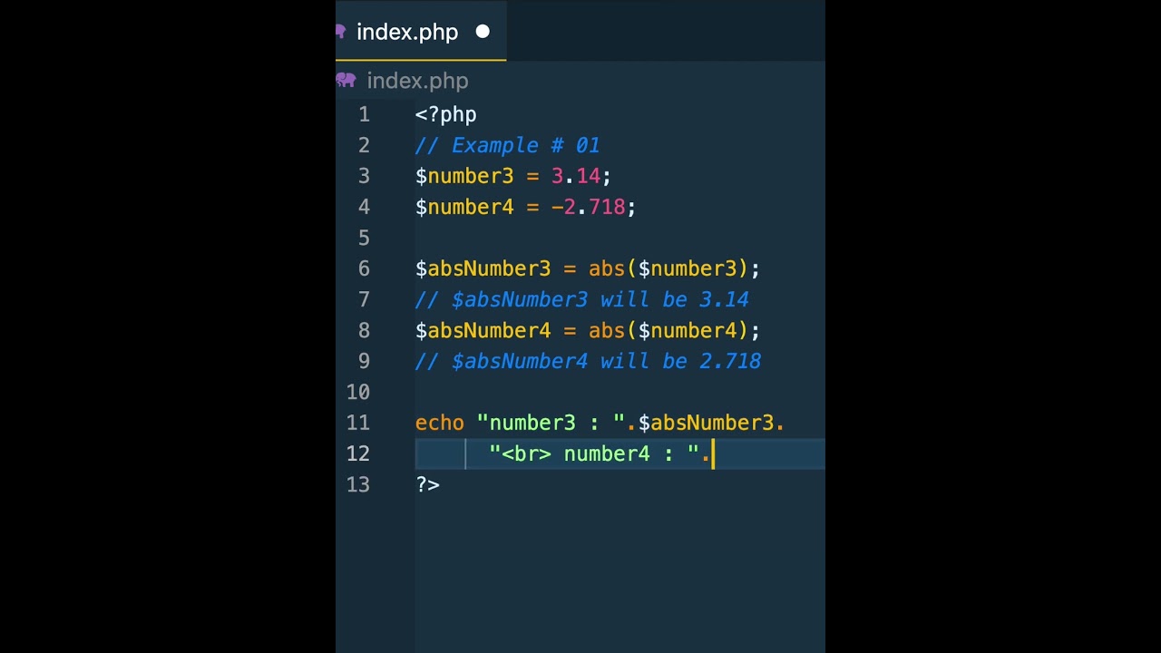 How to use abs() Function in PHP! #absolutevalue #shortstutorial  #webdevelopment