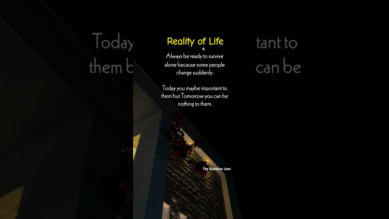 Reality of Life... Stay Strong Alone!Some people change suddenly#RealityCheck #Life #StayStrong✨💔🧠
