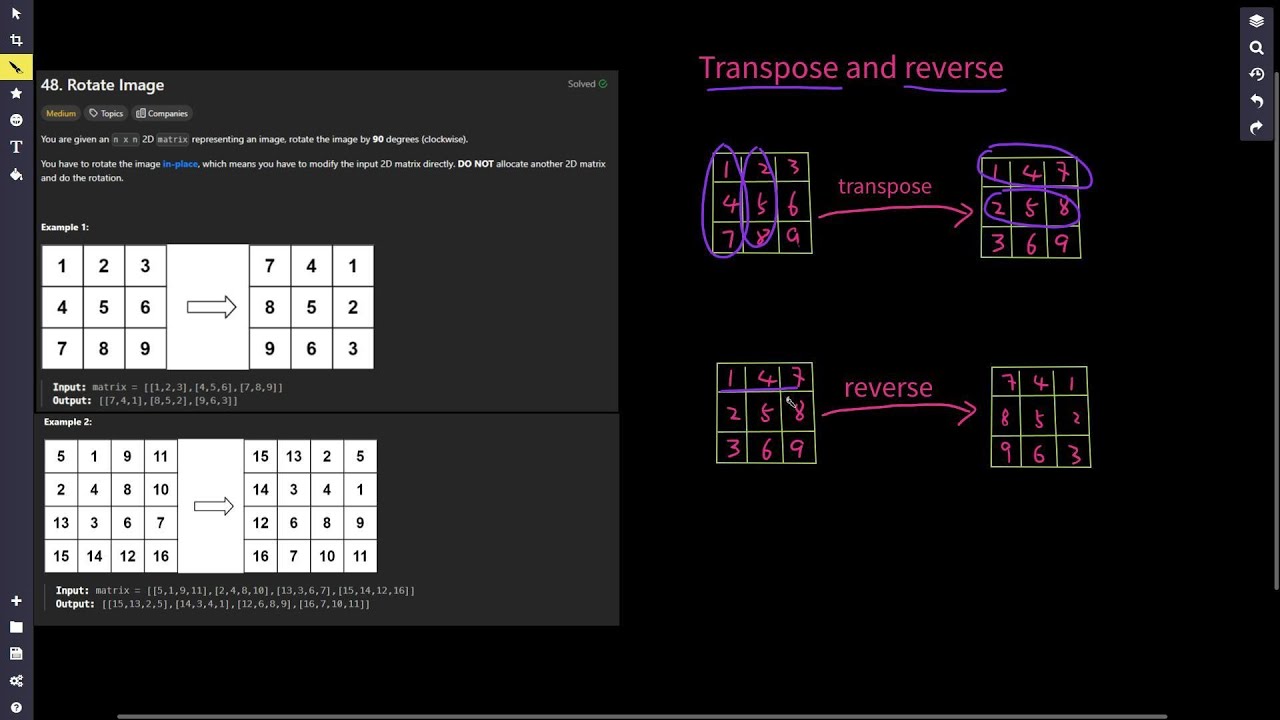 Amazon Interview Question Leetcode 48  Rotate Image | Python3