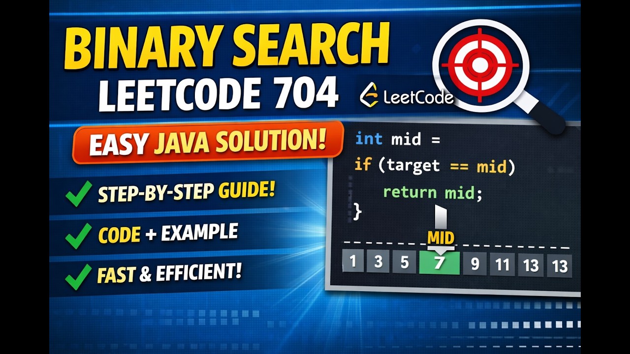 Binary Search LeetCode 704 | Easy Java Solution | Step-by-Step Explanation | DSA for Beginners