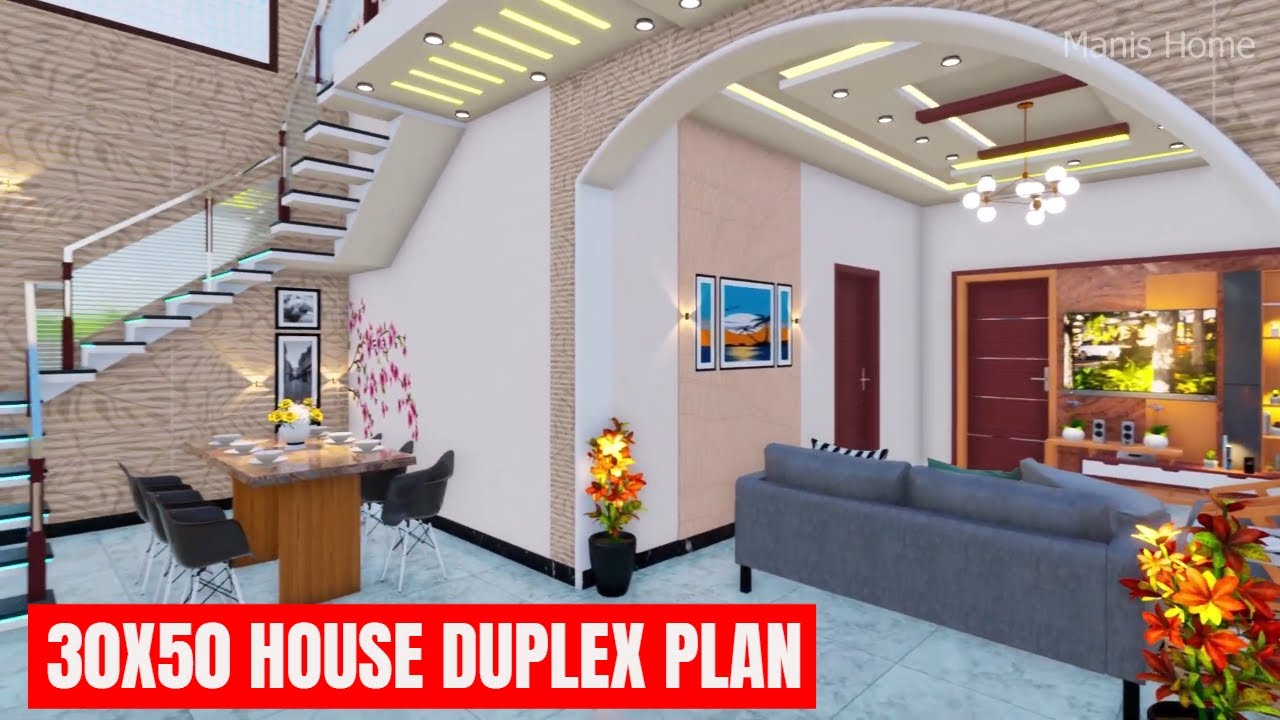 30x50 house plan with 3 bedroom as duplex
