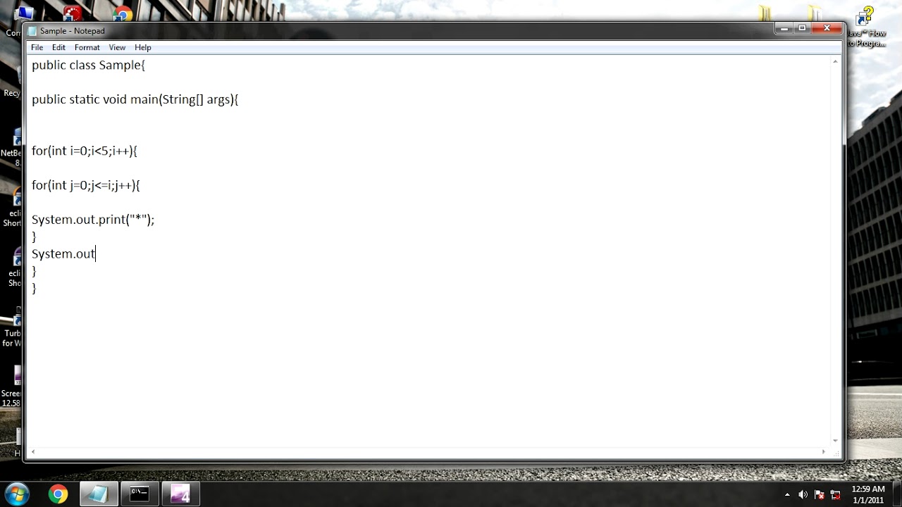 Asterisk printing in triangle shape java programming source code