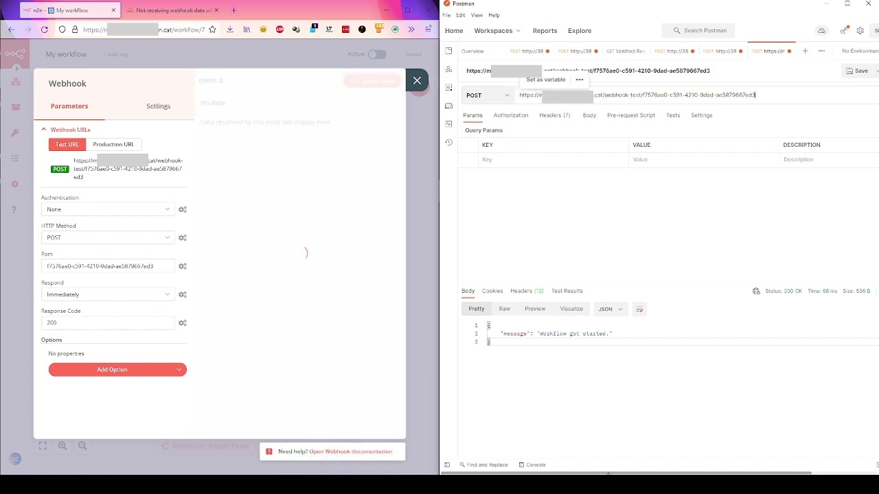 Not receiving webhook data when Executing workflow - Questions - n8n Community