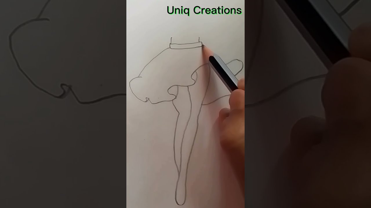 How to Draw Pleated Skirt step by step | Uniq Creations #shorts #ytshorts #howtodraw #pleatedskirt
