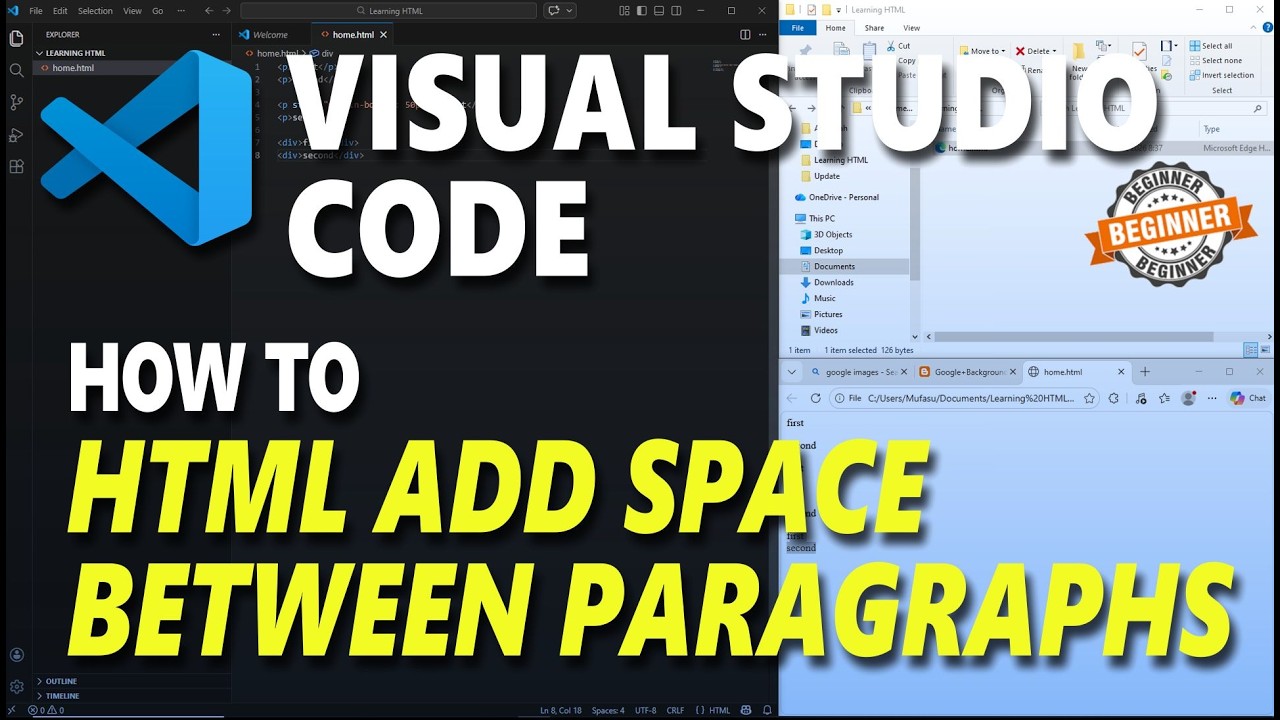 Visual Studio Code HTML How To Add Space Between Paragraphs