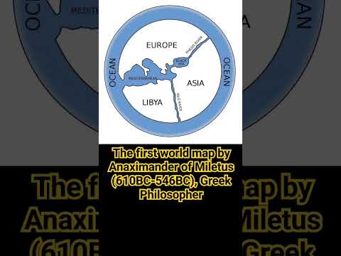 The first world map by Anaximander of Miletus (610BC-546BC), Greek Philosopher