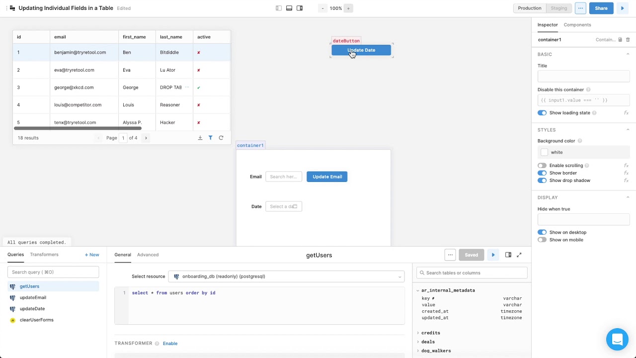 Enabling GUI mode for SQL query - 💬 Queries and Resources - Retool Forum