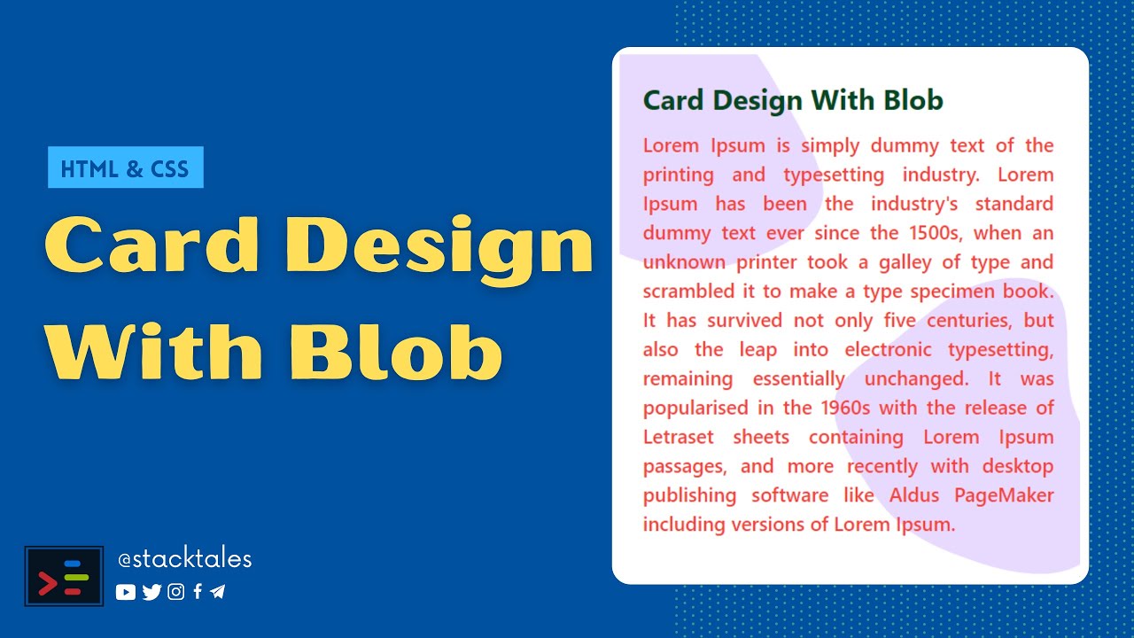 Create Stunning Card Design with Blob - HTML & CSS Tutorial | stacktales