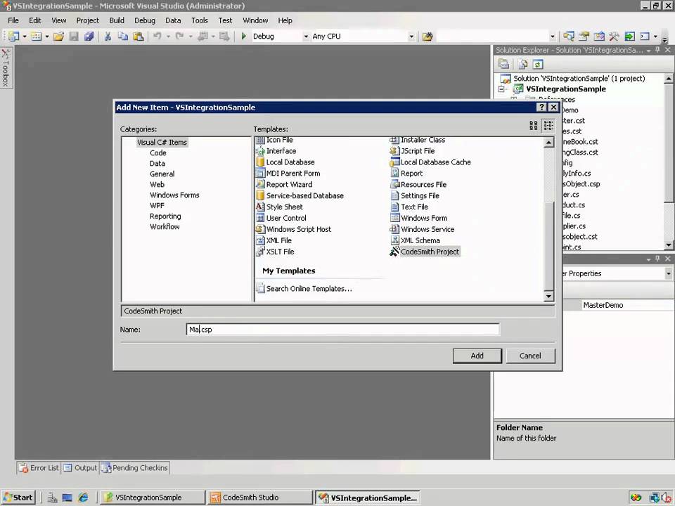 CodeSmith Generator - Visual Studio Integration