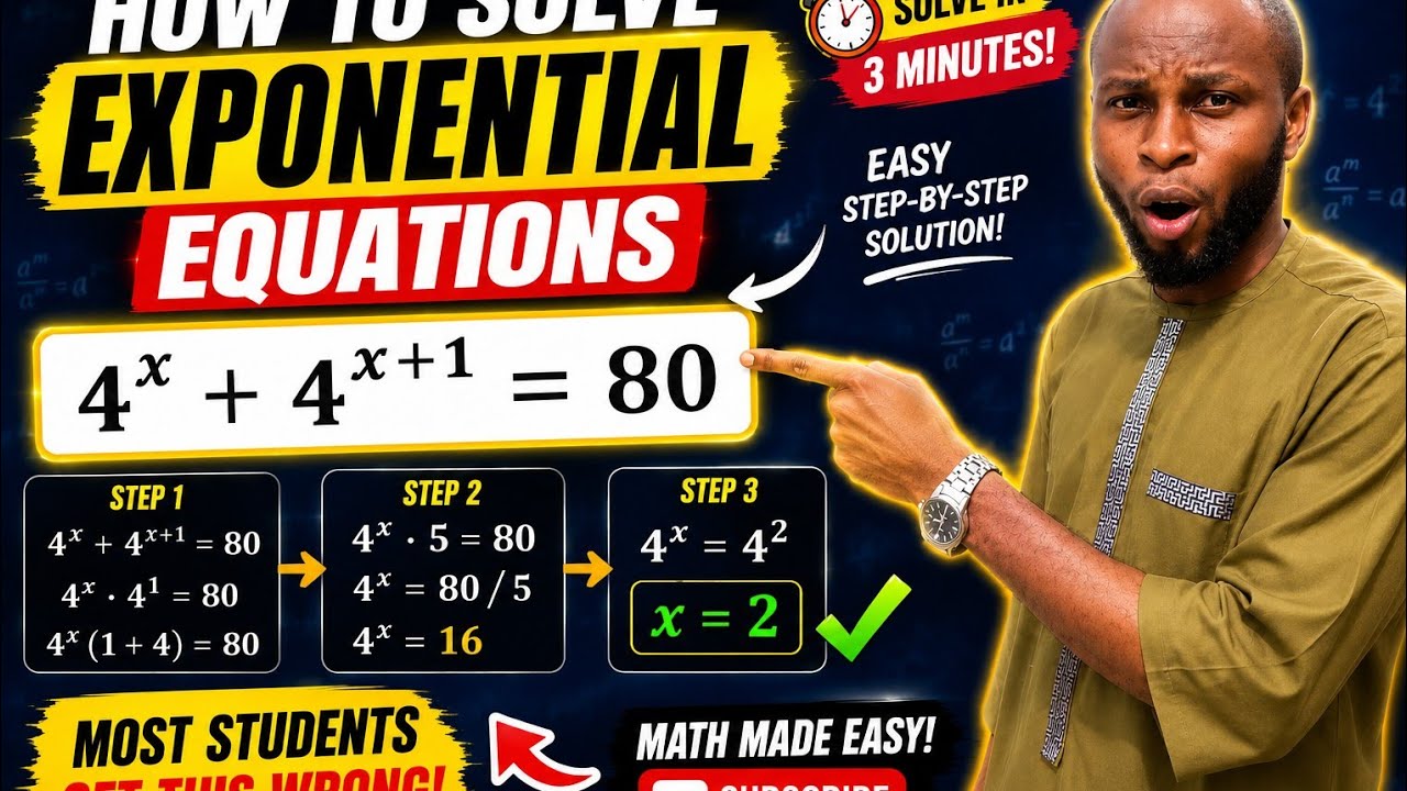 Solve Exponential Equations FAST! (Easy Step-by-Step Method)