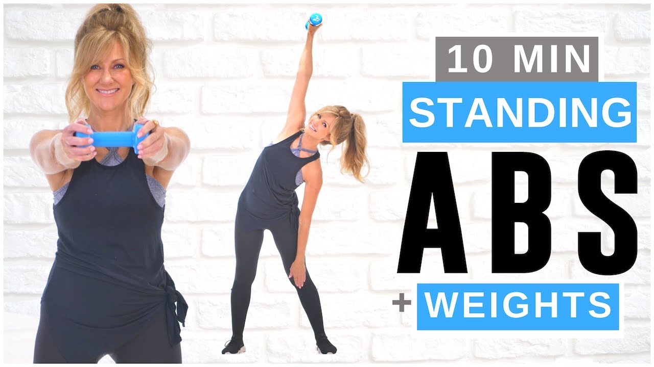 10 Minute STANDING ABS Workout With Dumbbell Weights For Women!