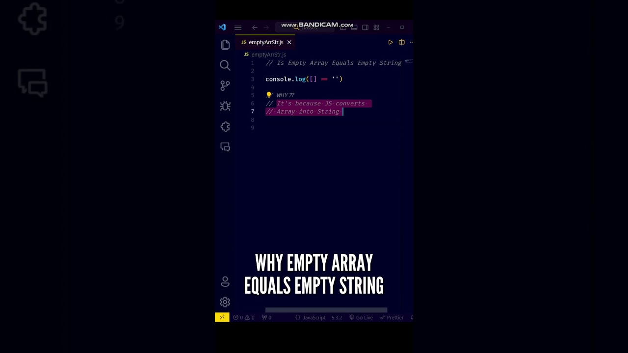 🤔🤔 Why Is Empty Array equal to Empty String in JS ES6? #shorts #javascript #programming #coding #js