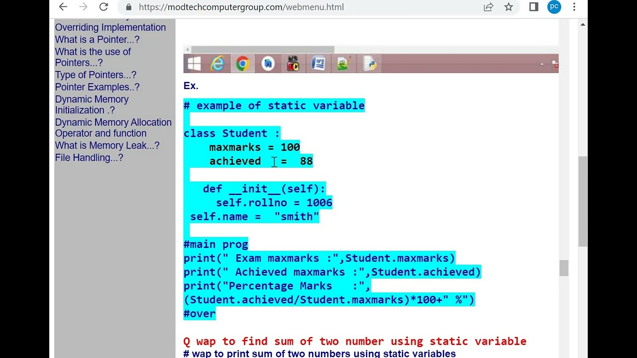 what are python static variables ? explain with example ?
