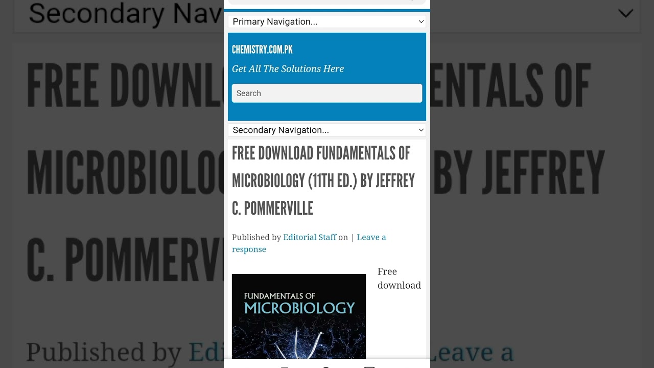FREE DOWNLOAD PDF FUNDAMENTALS OF MICROBIOLOGY (11TH ED.) BY JEFFREY C. POMMERVILLE