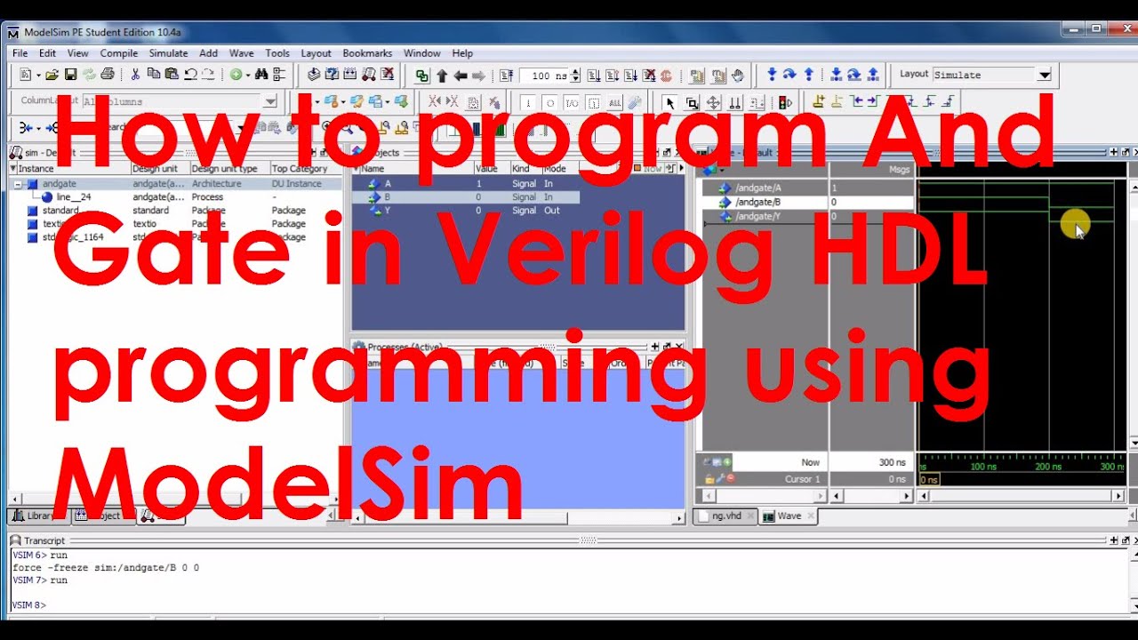 How to program And Gate in Verilog HDL programming using ModelSim