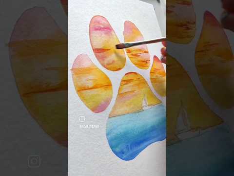 Paw print painting • good reminder 🖌️🐾 #paintingvideo #watercolorartist #freelanceartist #pawprint