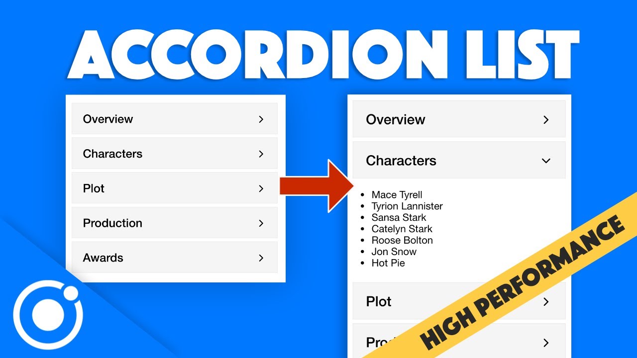 High Performance Animated Accordion List in Ionic