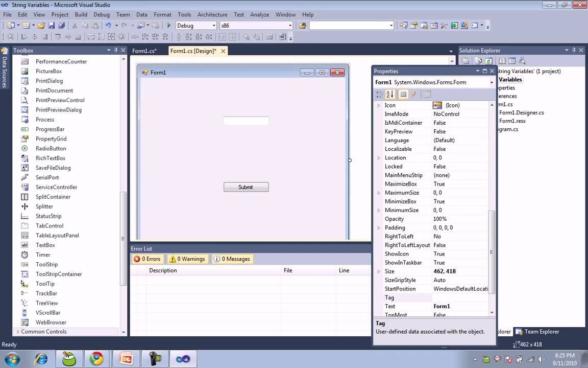 String Variables in C# Net