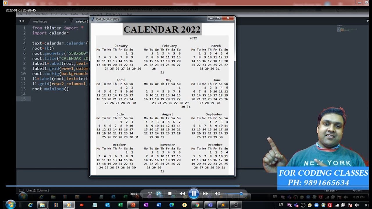 How to create GUI calendar using python