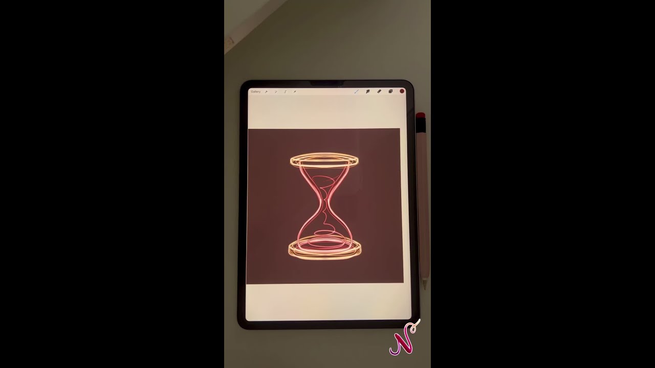 Hourglass neon lineart on Procreate