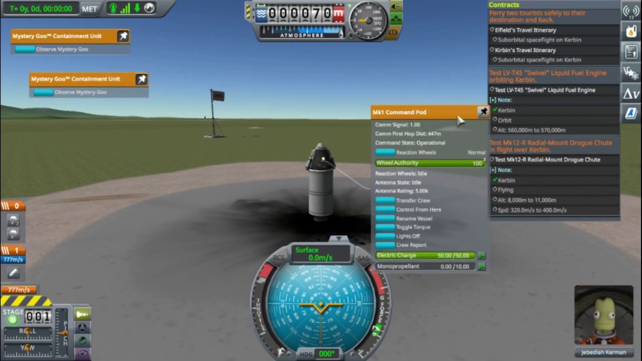 KSP | Test Mk12 R Radial Mount Drogue Chute in flight over Kerbin