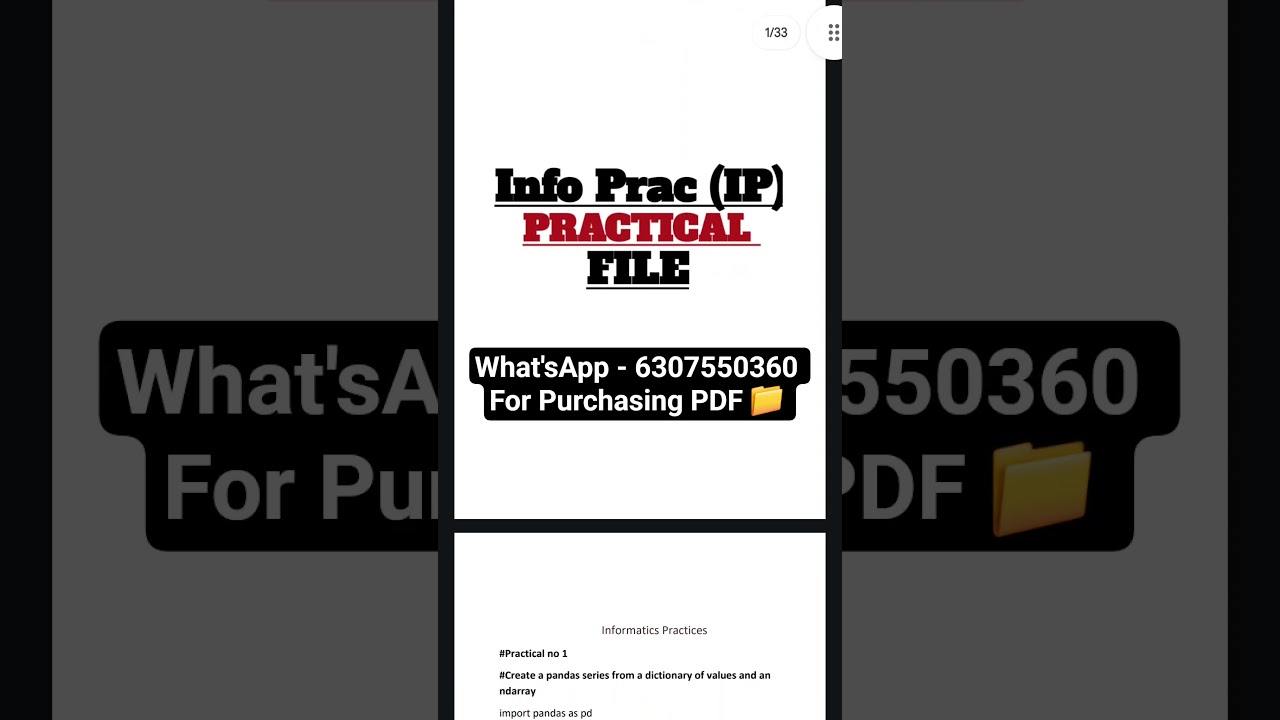 IP Practical File || CLASS 12th [2025-26] || WhatsApp-6307550360 For Purchasing PDF