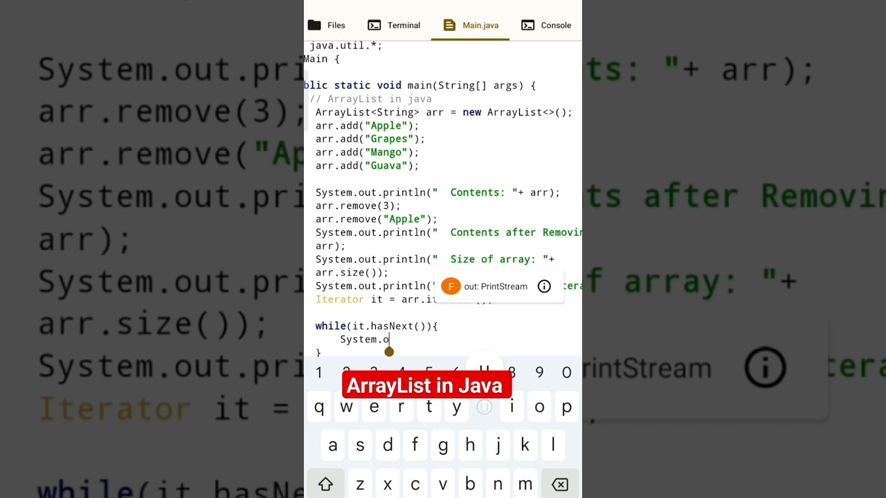 ArrayList in java #java #shorts #viral